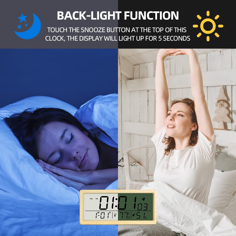 Snapklik.com : Everwood Digital Alarm Clocks Wood
