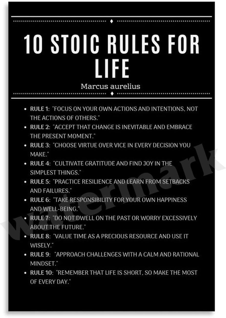 Amazon.com: 10 Stoic Rules for Life Poster Marcus Aurelius Rules of ...