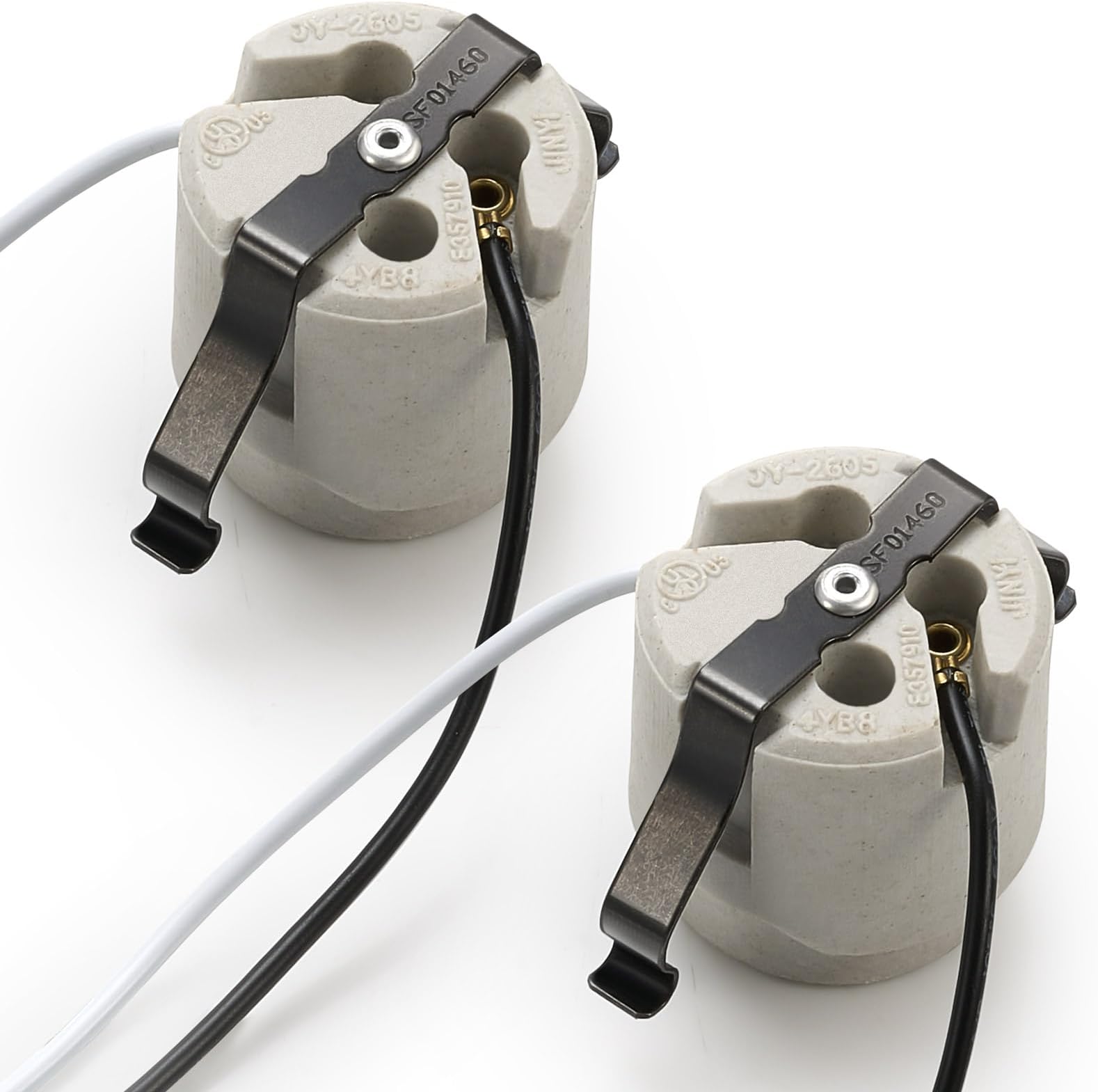 Satco 80-1263 Keyless Porcelain Socket with Rim and Double Snap-in Clip ...