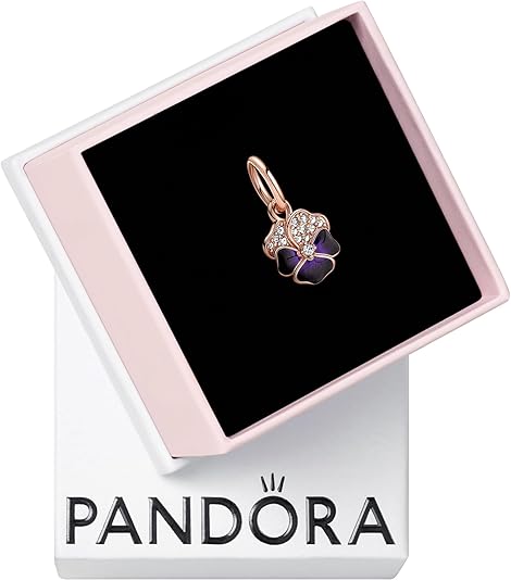 Amazon.com: Pandora Deep Purple Pansy Flower Dangle Charm - Stunning ...