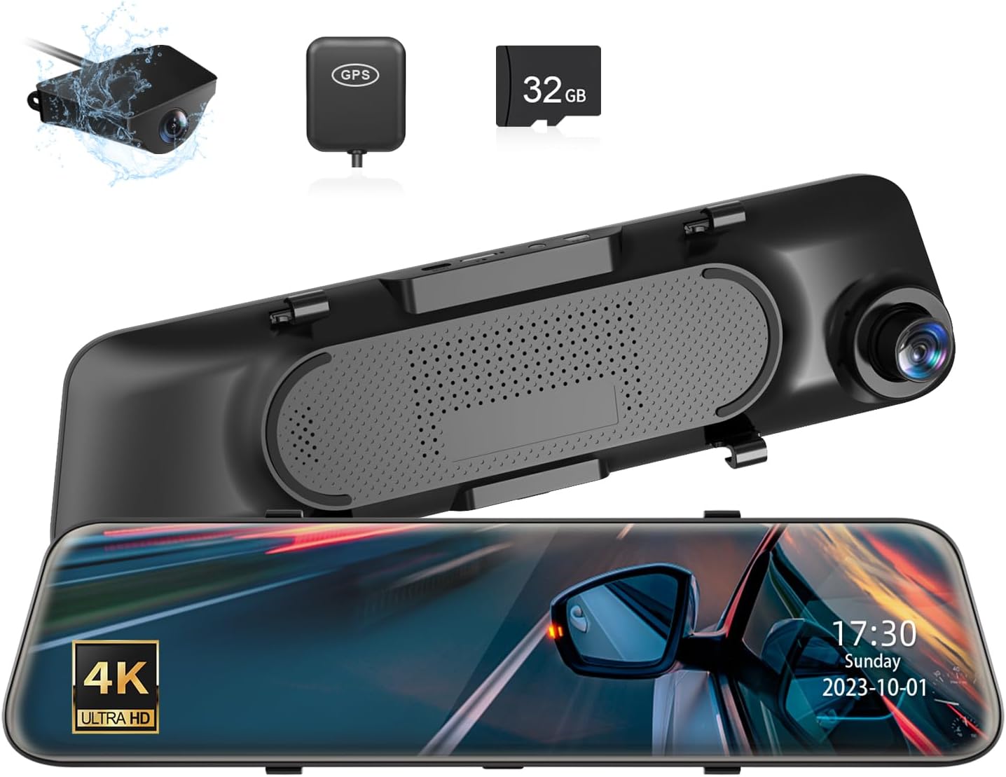 Amazon.com: COOLCRAZY C8 12" 4K Mirror Dash Cam Backup Camera, Front 4K ...