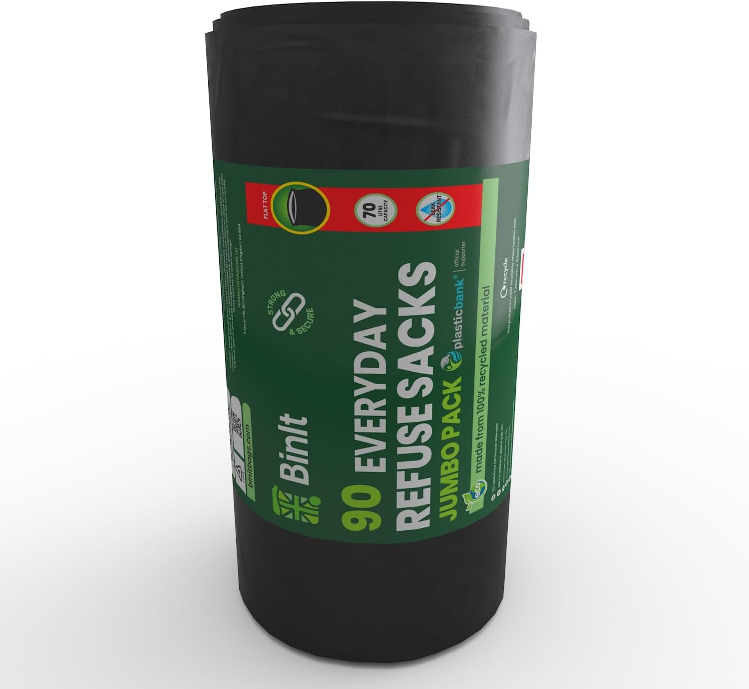 BinIt 90 Jumbo Pack Everyday 70L Strong & Secure, Refuse Sacks, Bin ...