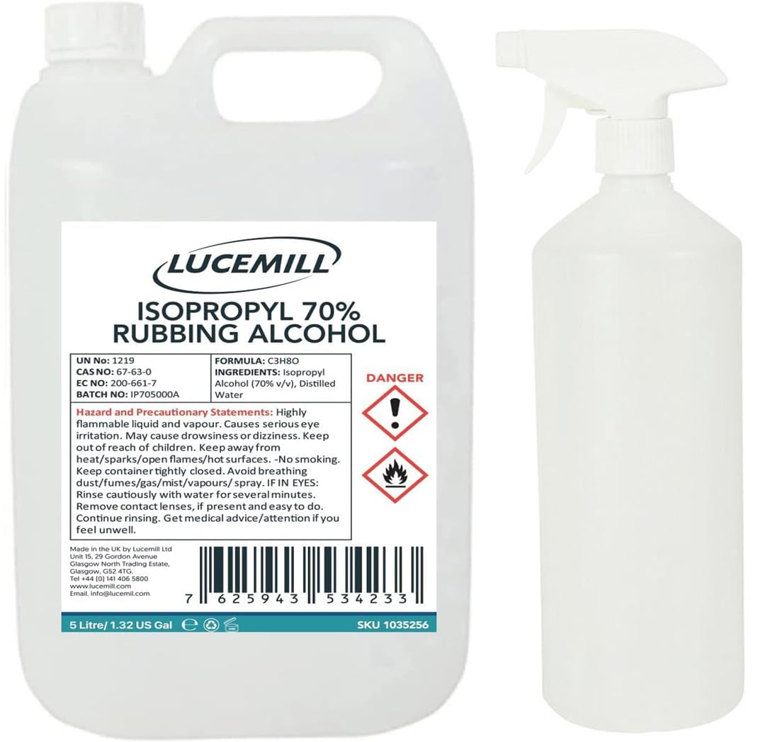 Lucemill 70% Rubbing alcohol | 5 Litre | Super Strength IPA Surface ...