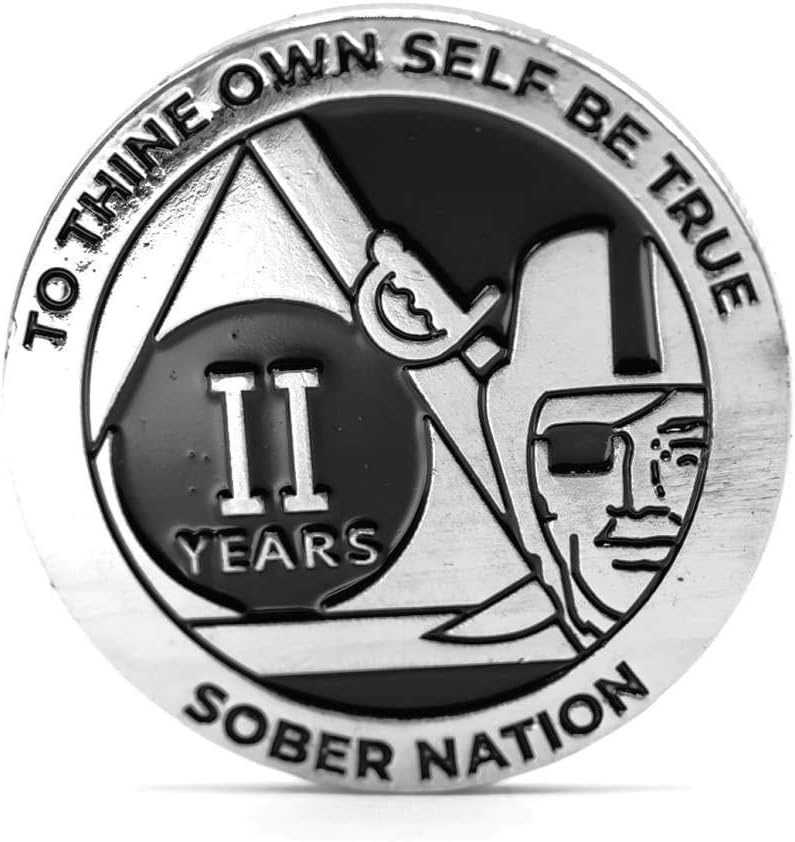 Amazon.com : Silver and Black Pirate Alcoholics Anonymous AA Chip w ...