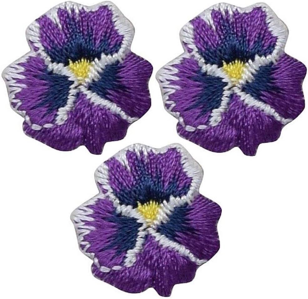 Amazon.com: Mini Pansy Embroidered Applique Patch - Flower, Bloom ...