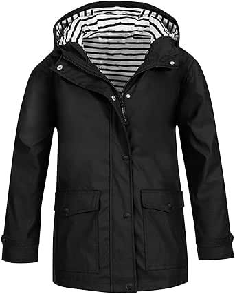 Amazon.com: Boys Girls Rain Jacket Waterproof Windbreaker Lightweight Rain Jackets with Pockets ...