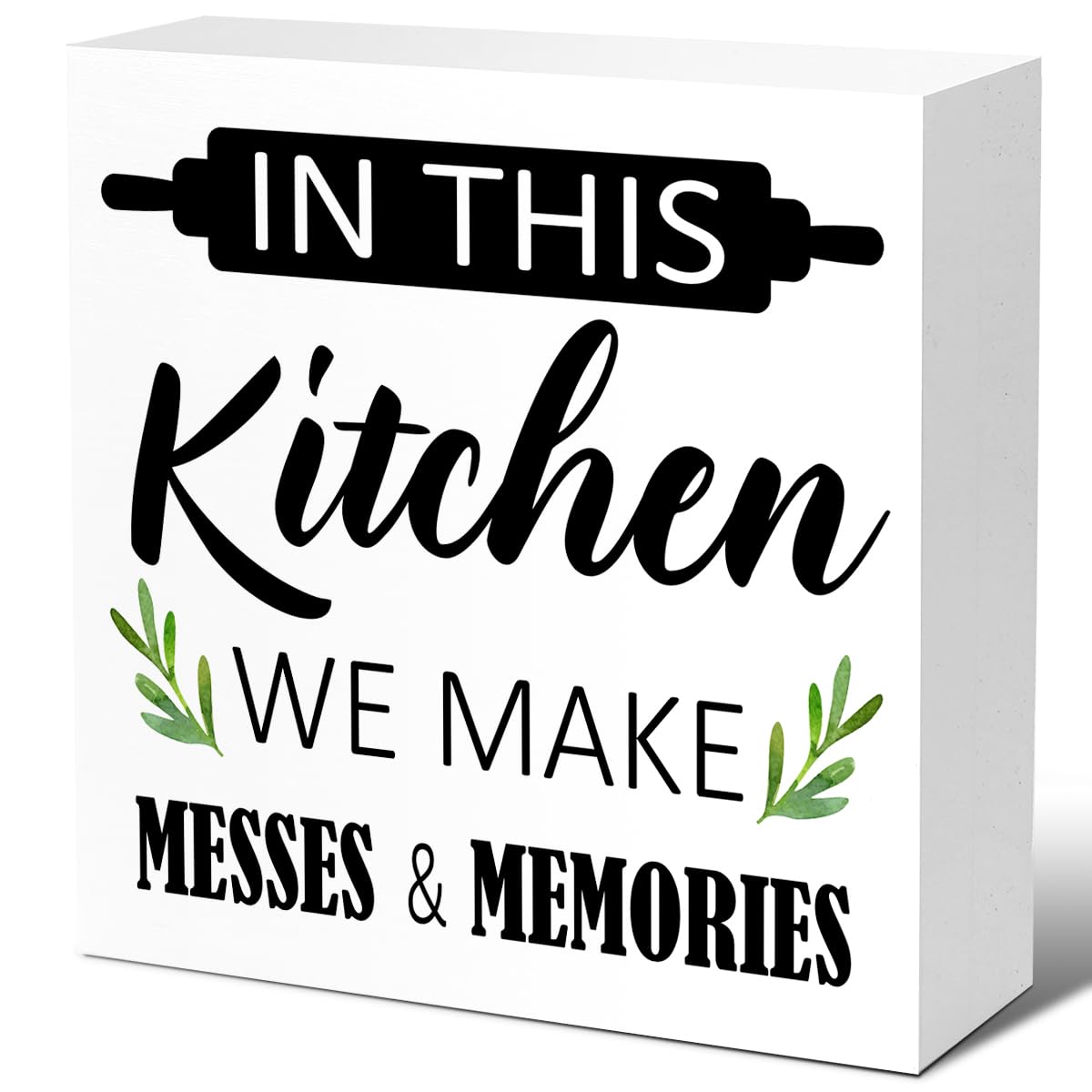 Amazon.com: Funny Kitchen Wood Block Signs,In this Kitchen We Make ...