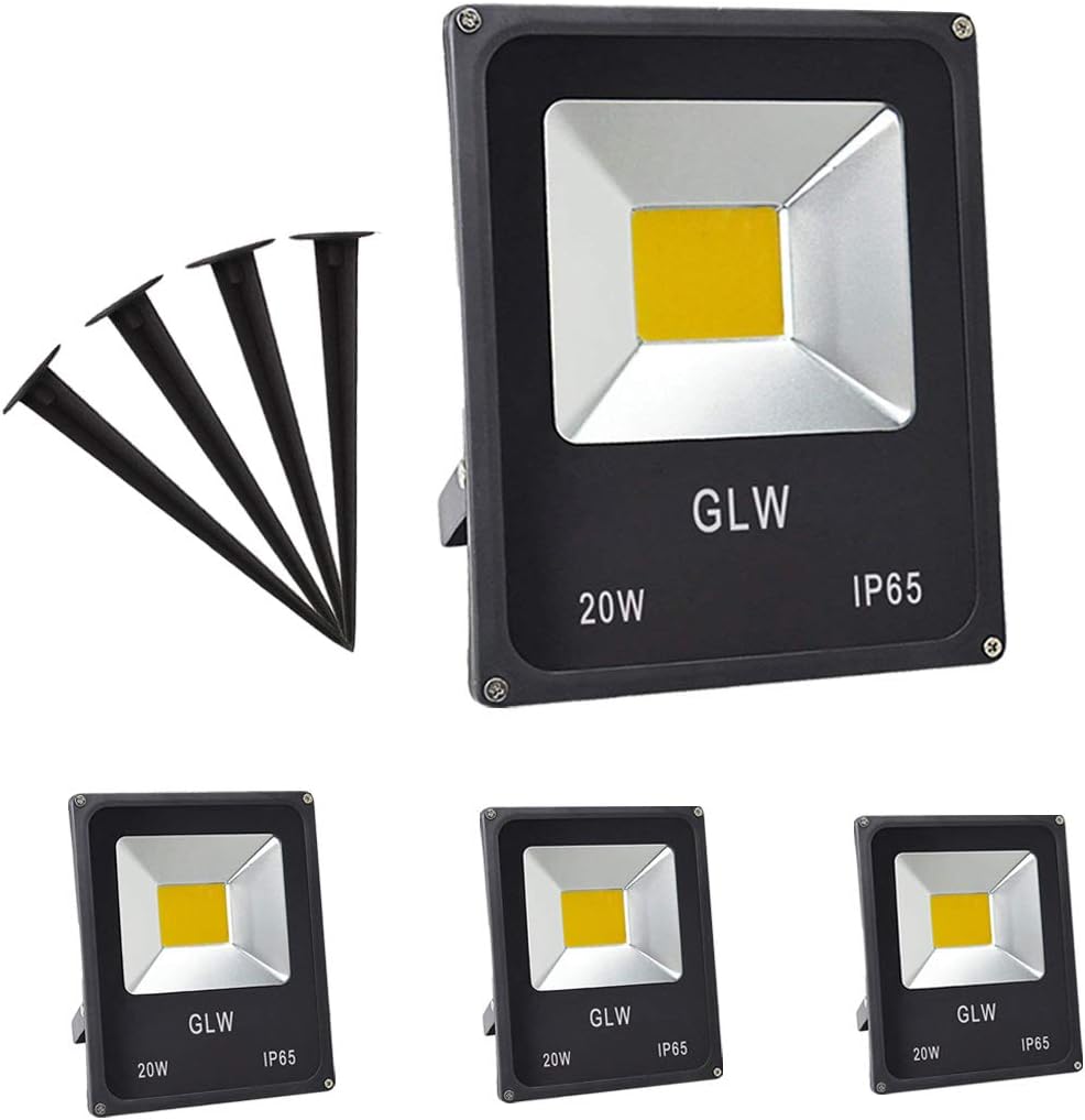 GLW 20W LED Landscape Lights 12V~60V AC/DC Flood Light Warm White 3000K ...