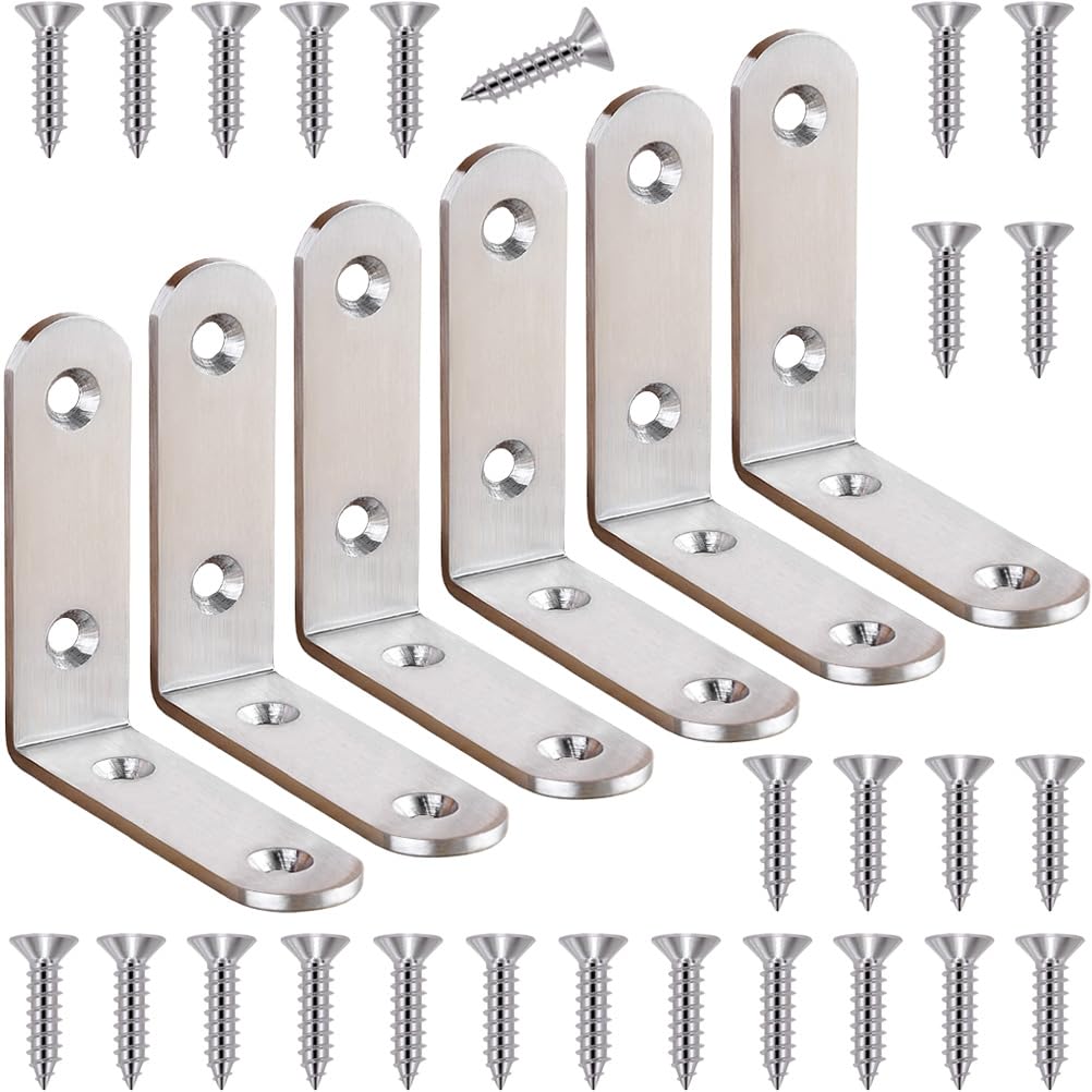 Snapklik.com : YEWLACA 6Pcs Corner Brace L Bracket Heavy Duty 65x65mm ...