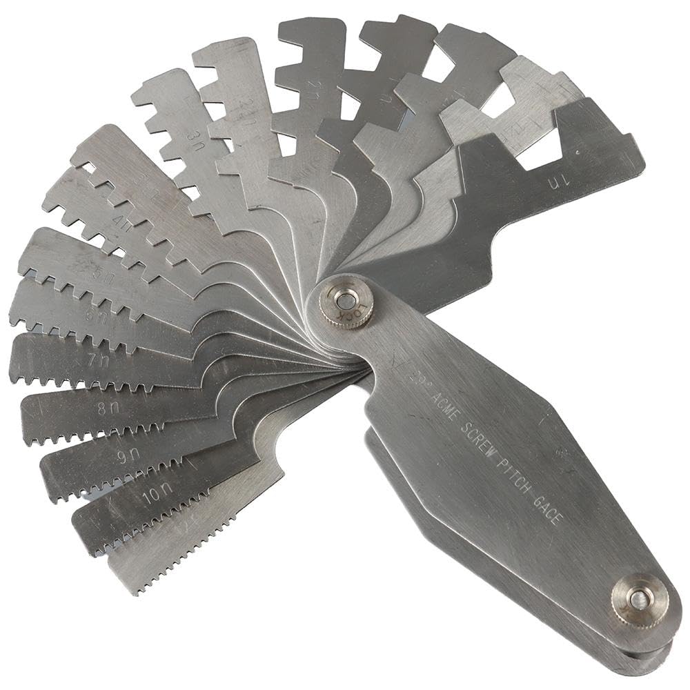 HOBBYIN 16pcs 29 Degree Acme Screw Pitch Gauge, Stainless Steel Thread ...