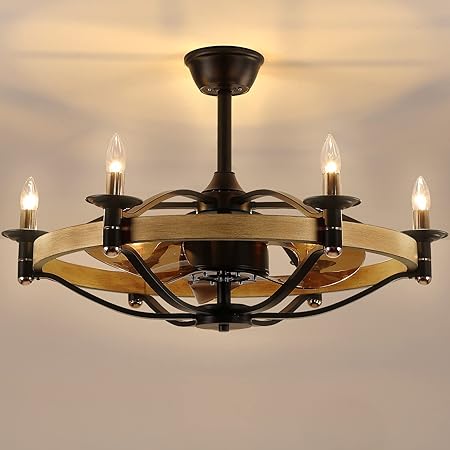 Amazon.com: SHIHOT Vintage Fandeliers Ceiling Fans with Candle Lights ...