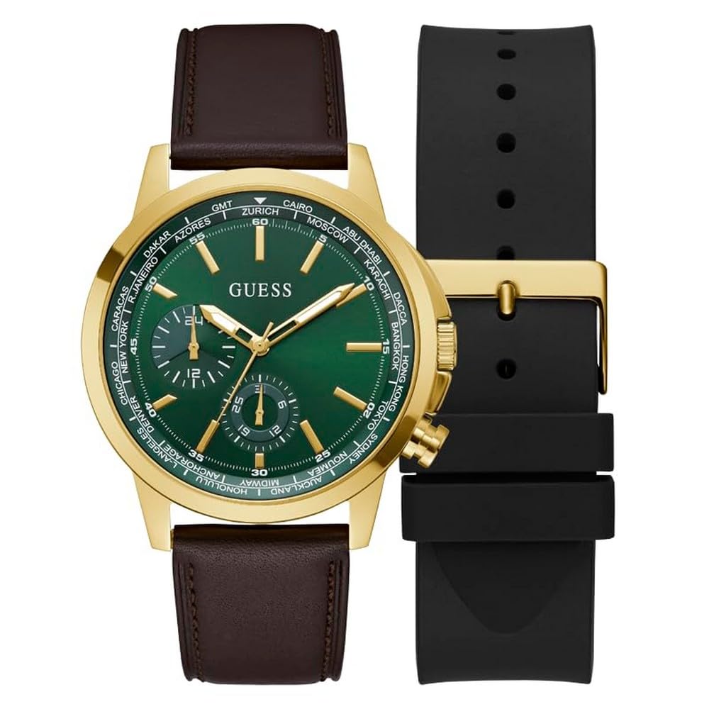 Amazon.com: GUESS Men's 44mm Watch - Interchangeable Straps Strap Green ...