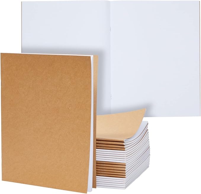 24 Pack Blank Unlined Notebook Bulk Set, Letter Size Kraft Paper ...