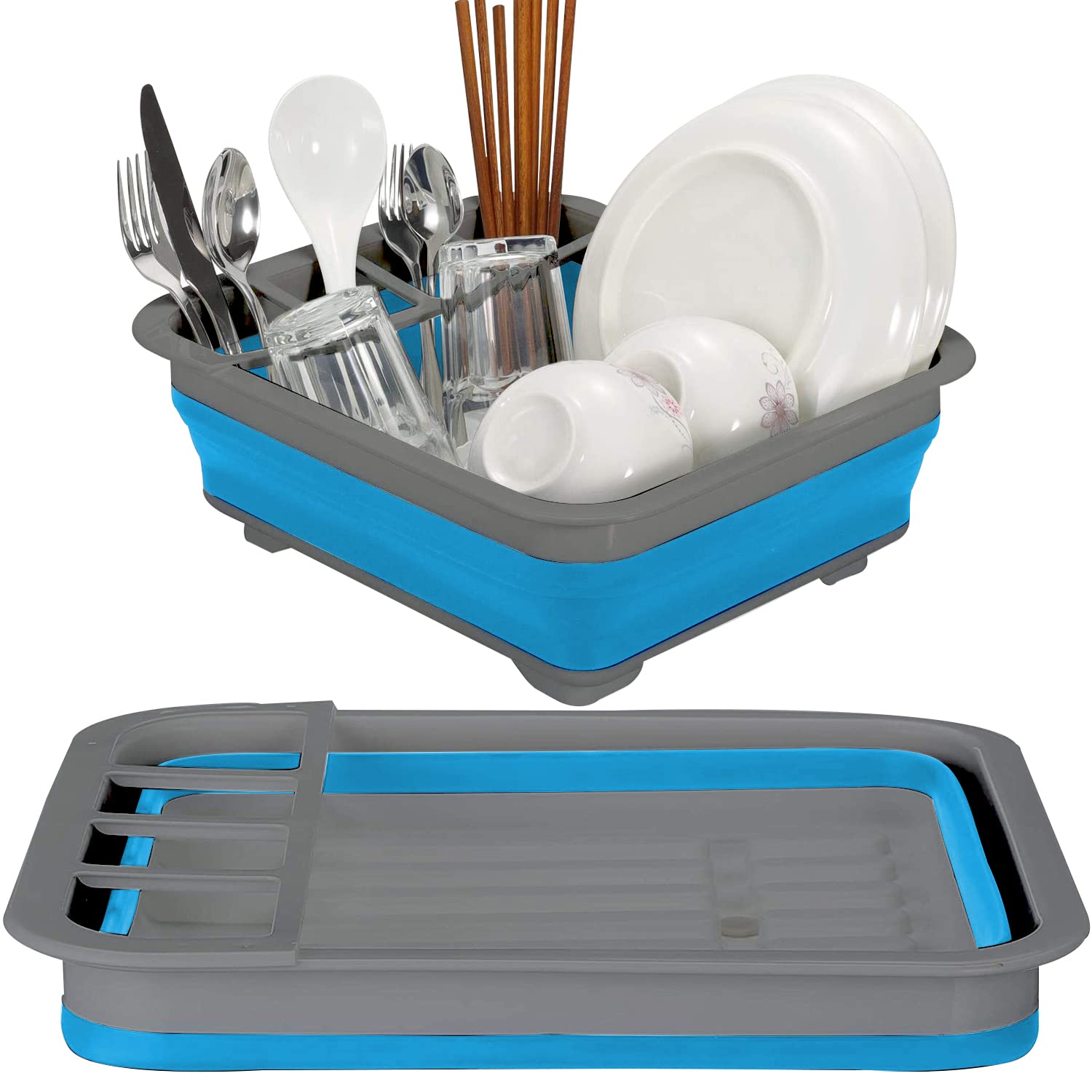 Buy ACUNA Collapsible Dish Drainer Rack, Portable Dinnerware Organizer ...