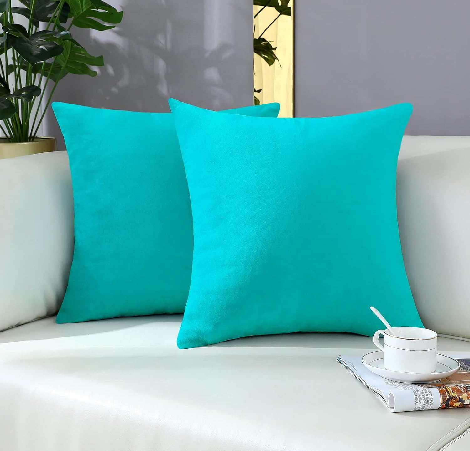 Amazon.com: mixeoo Comfy Turquoise Throw Pillow Covers Decorative ...