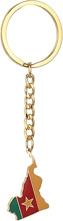 Chuangbang Jewelry Stainless Steel Cameroon Necklace Keychain Key Ring Map Cameroun Country Maps ...