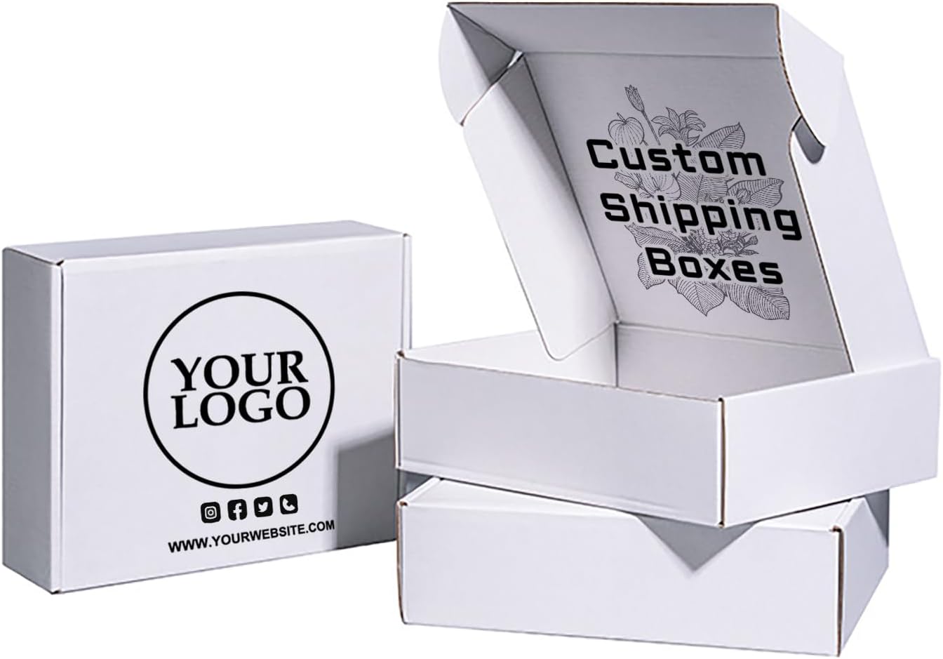 Amazon.com: 10-50 PACKS Custom White Mailing Cardboard Boxes for Small ...