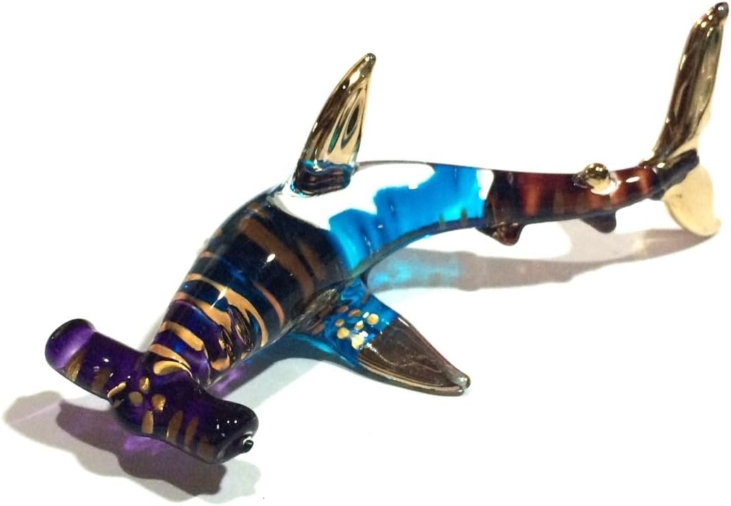 Amazon.com: Handmade 3" Hammerhead Shark Art Glass Blown Marine Sea ...