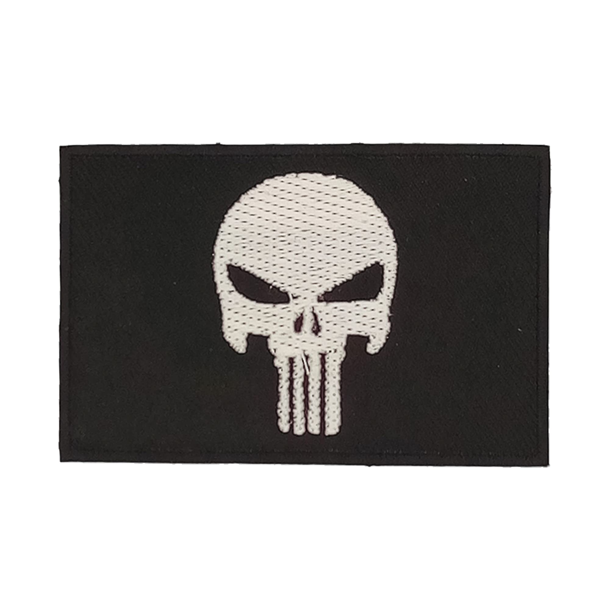 Amazon.com: DealzCT Punisher Skull White on Black Iron On Sew On Small ...