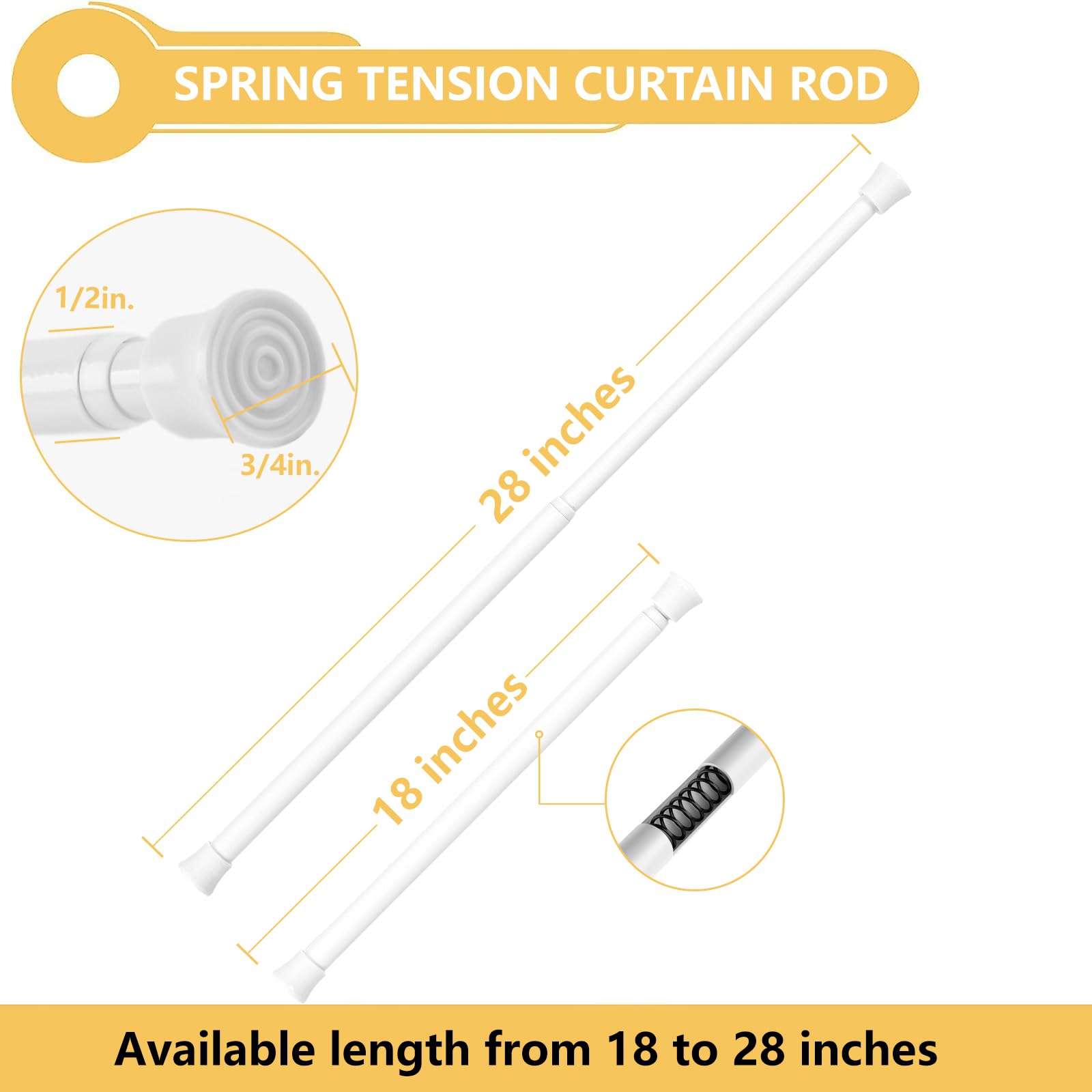 Snapklik.com : KXLife Small Spring Tension Curtain Rod, Adjustable ...