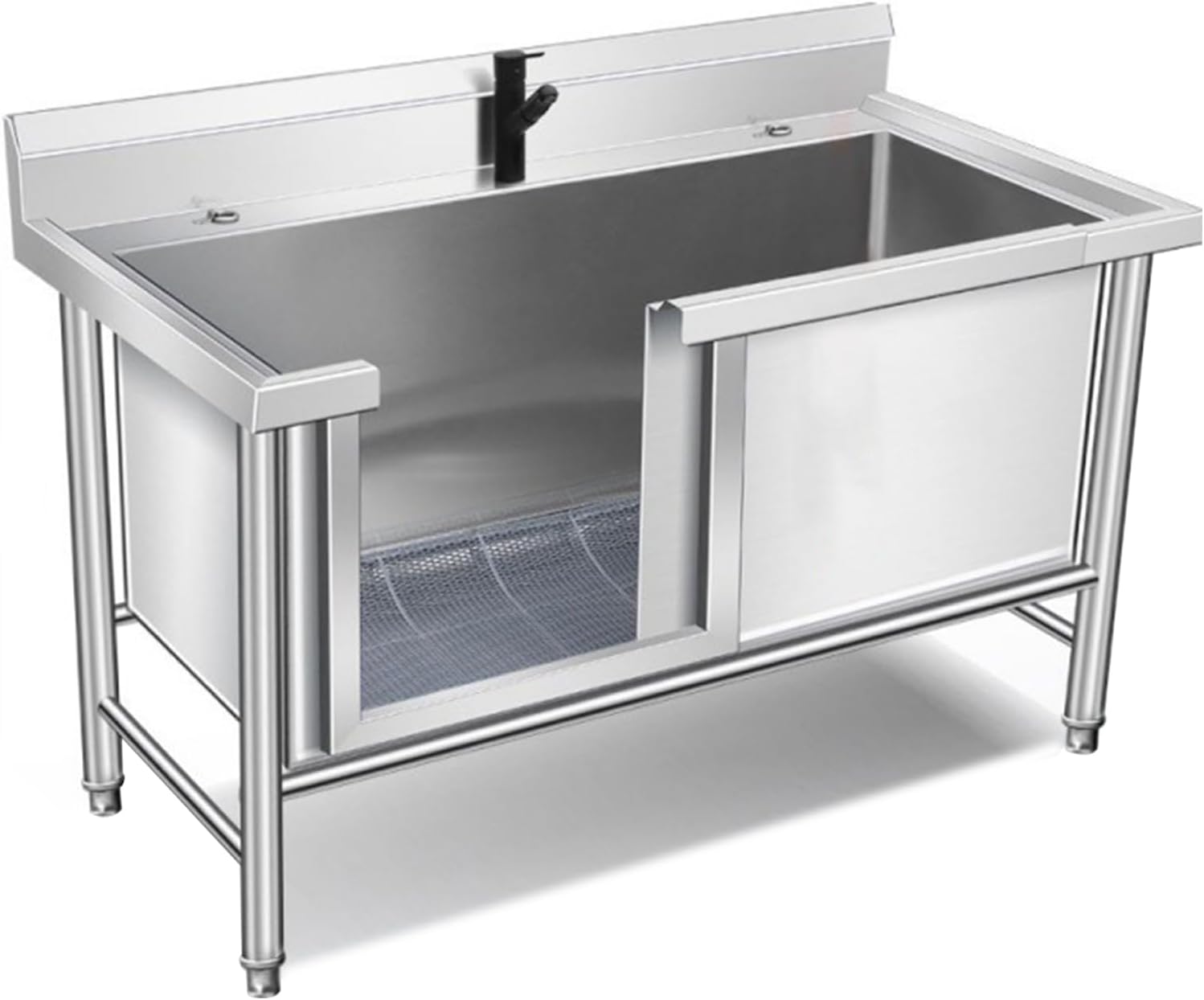 ZAHIKA Pet Bathtub With Sliding Door,Large Dogs 47 Inch Stainless Steel ...