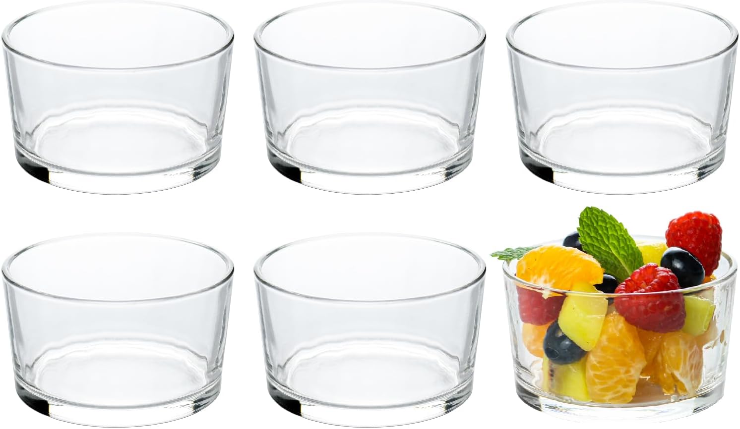 Amazon.com: HillSpring Glass Small Bowls, 7.5oz, Set of 6, Clear Mini ...