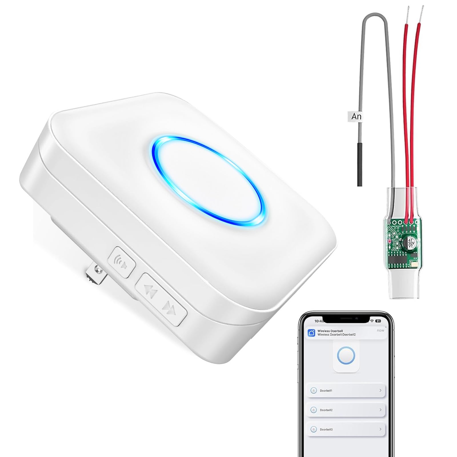 Smart Doorbell Extender with Receiver Connects to Existing Hardwired ...