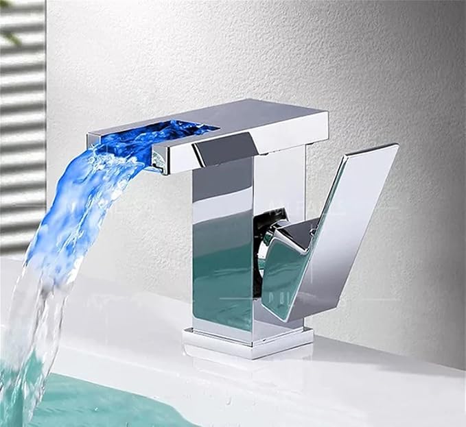 Bathroom Hydropower LED Waterfall Faucet Sink Basin Mixer Deck Mounted ...