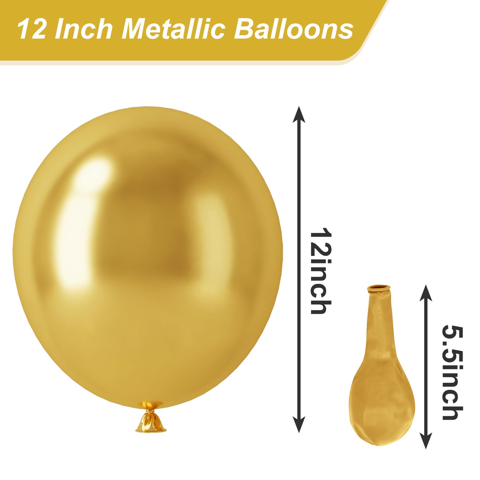 Snapklik.com : RUBFAC Gold Balloons, 50pcs 12 Inch Metallic Gold ...
