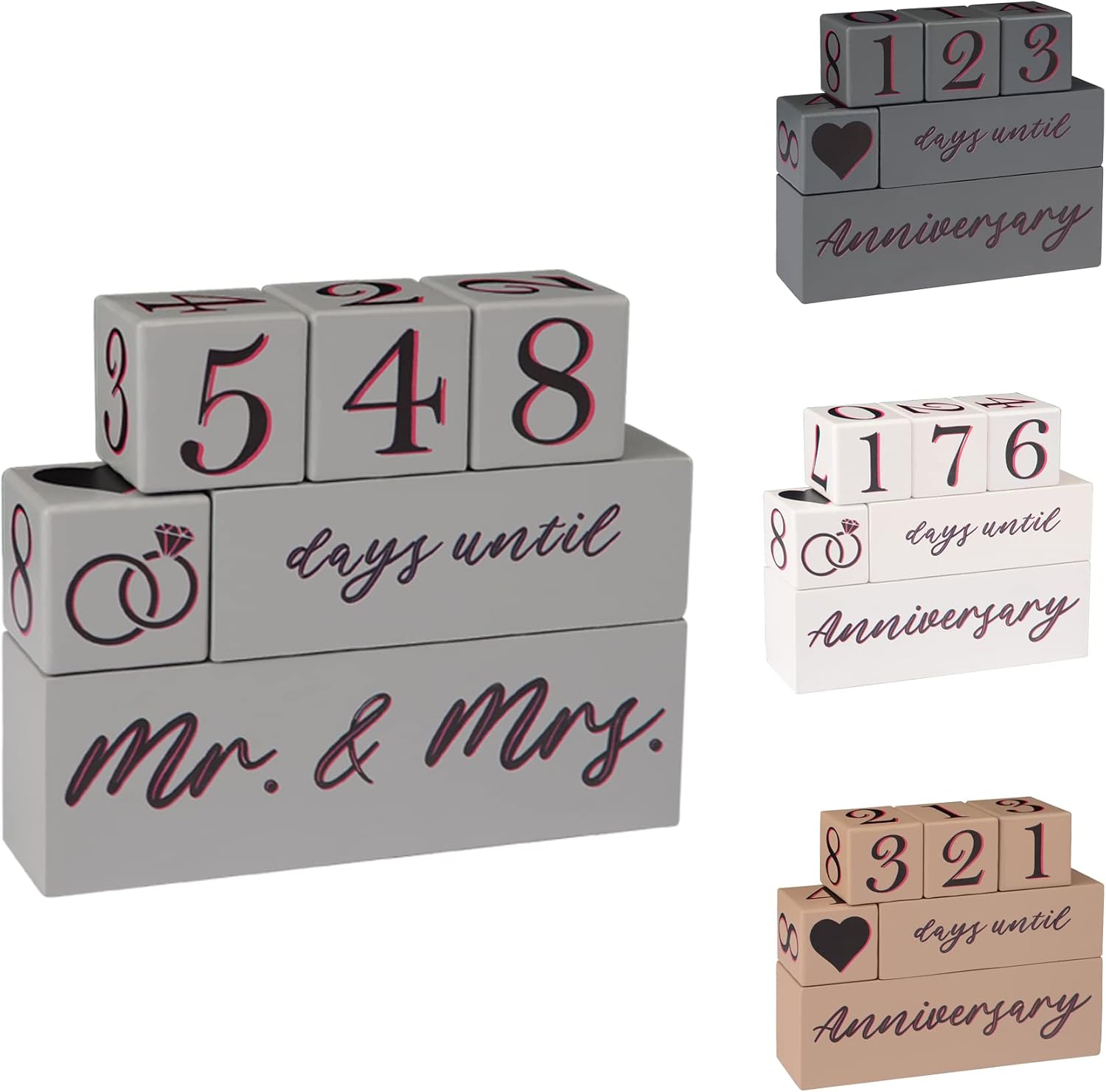 Amazon.com: Wedding Countdown Calendar Blocks Romantic Engagement ...