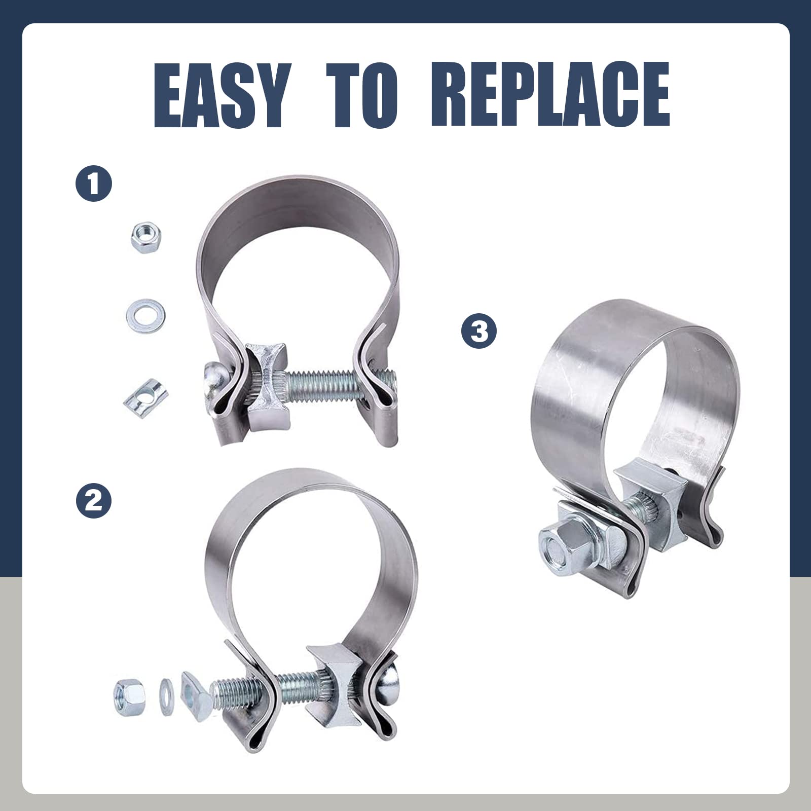 Snapklik.com : BATONECO 1.75" Exhaust Clamp, Butt Joint Narrow Band ...
