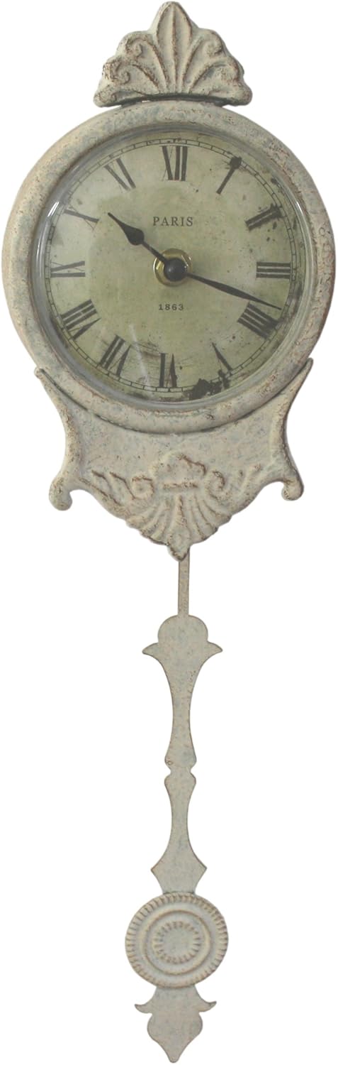 Amazon.com: Small Pendulum Wall Clock - Pale Grey Antique French Style ...