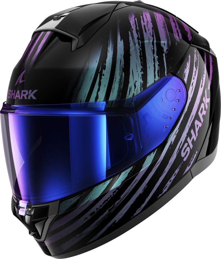 SHARK, Casque Moto intégral RIDILL 2 ASSYA Noir / Bleu / Mauve KXK, S ...