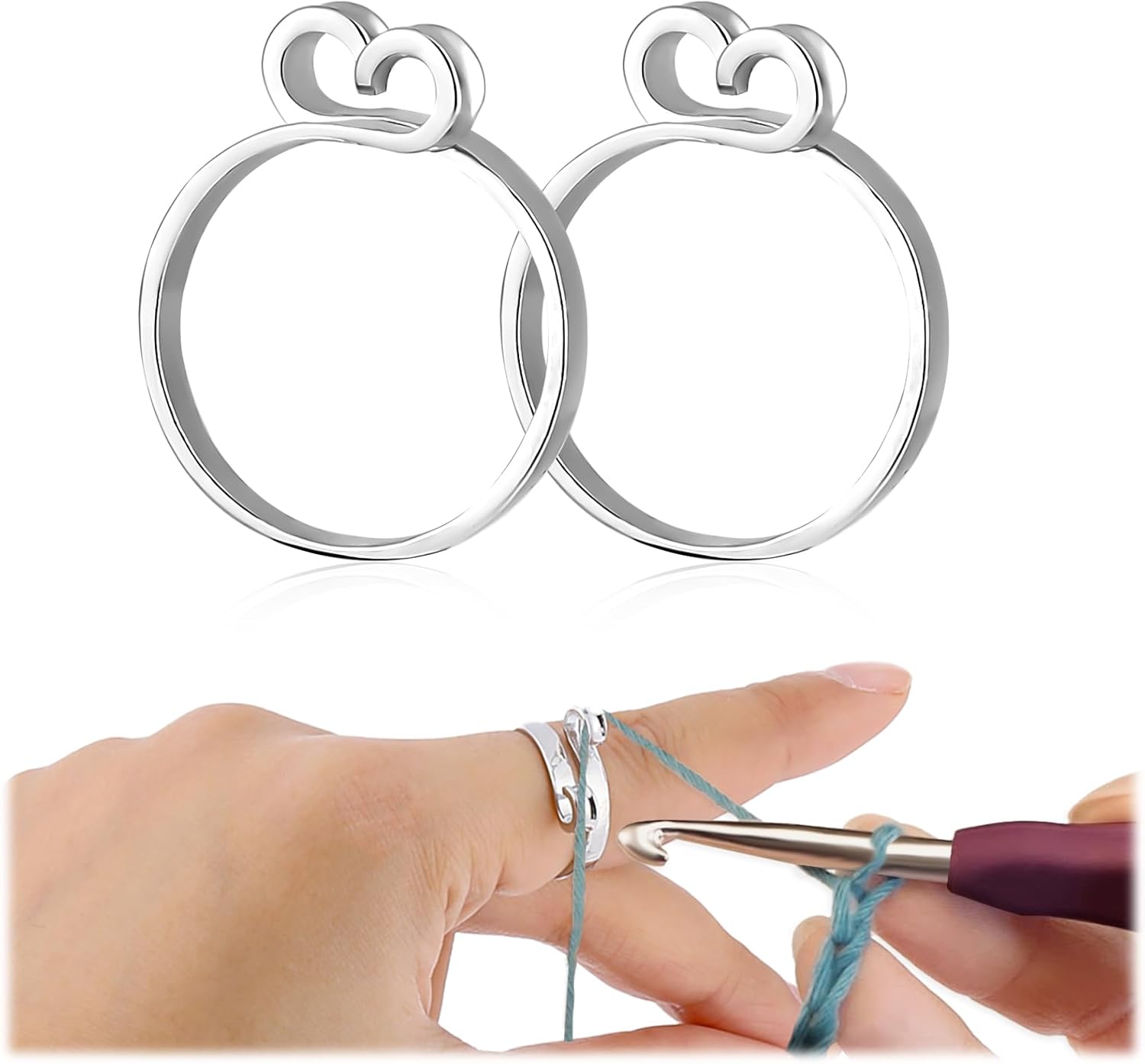 Amazon.com: 2 Pcs Adjustable Crochet Rings for Crocheting, Metal Open ...