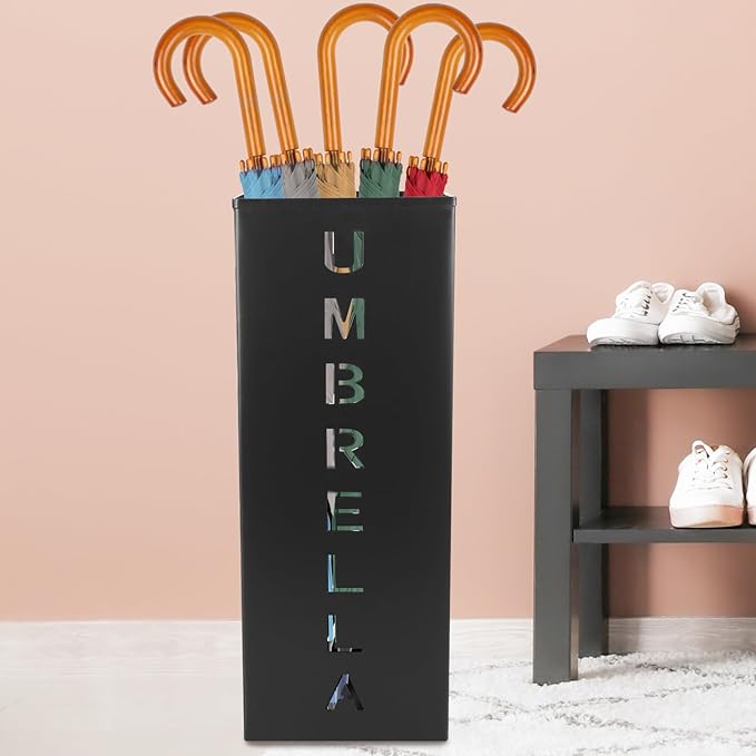 Metal Umbrella Holder Square Free Standing Umbrella Rack Decorative ...