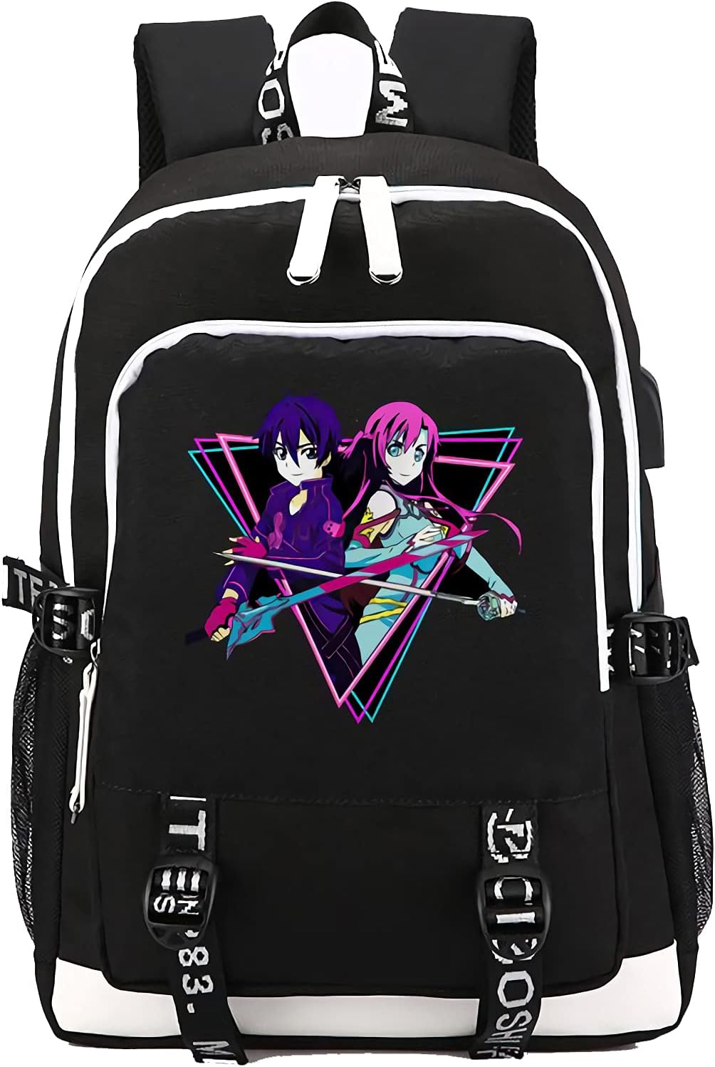 Sword Art Online (SAO) Retro Backpack 16.9"X11.8"X5.9" Black Shoulder ...