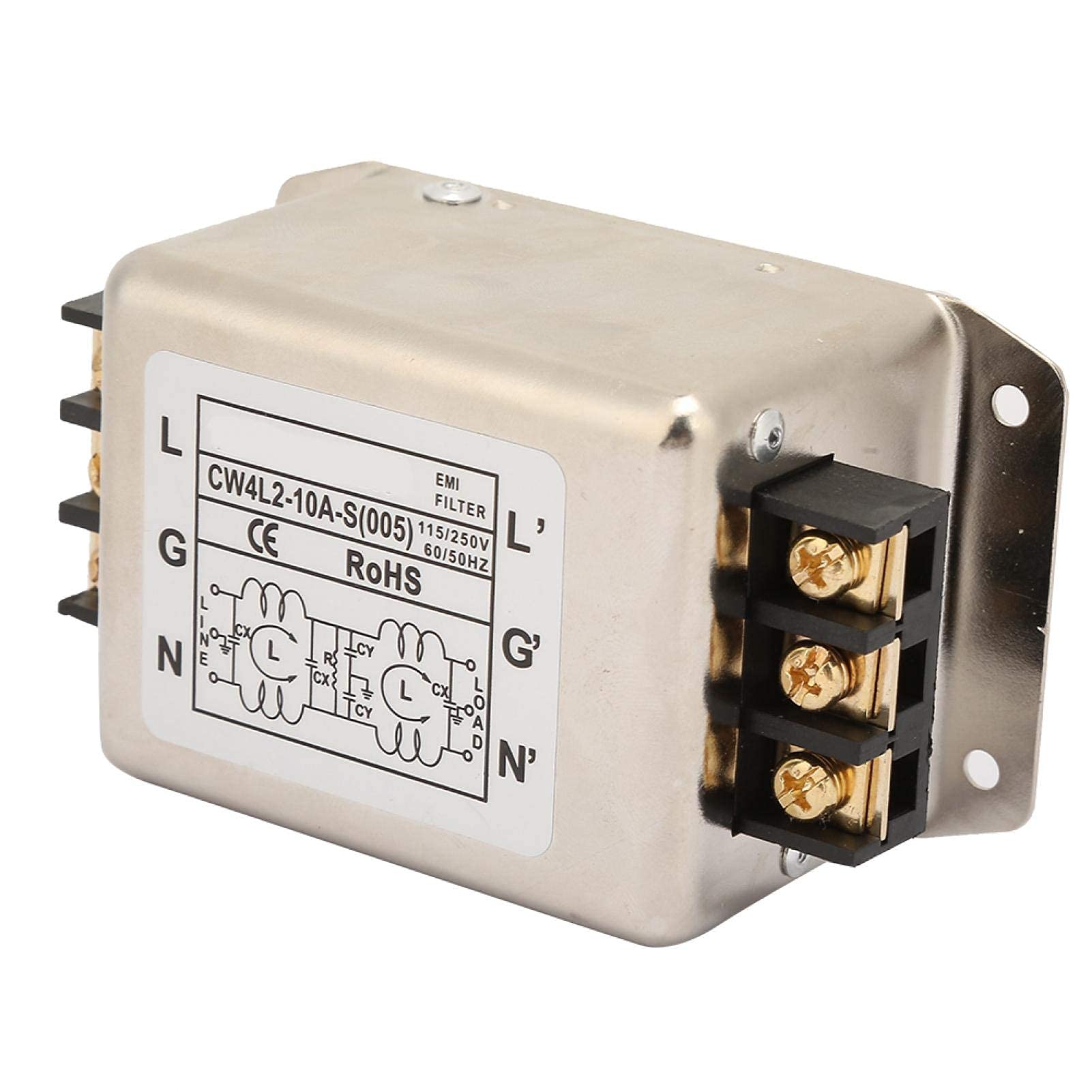 Buy Power EMI Filter, 115V/250V 10A Power Filter Terminal, Single/Dual ...