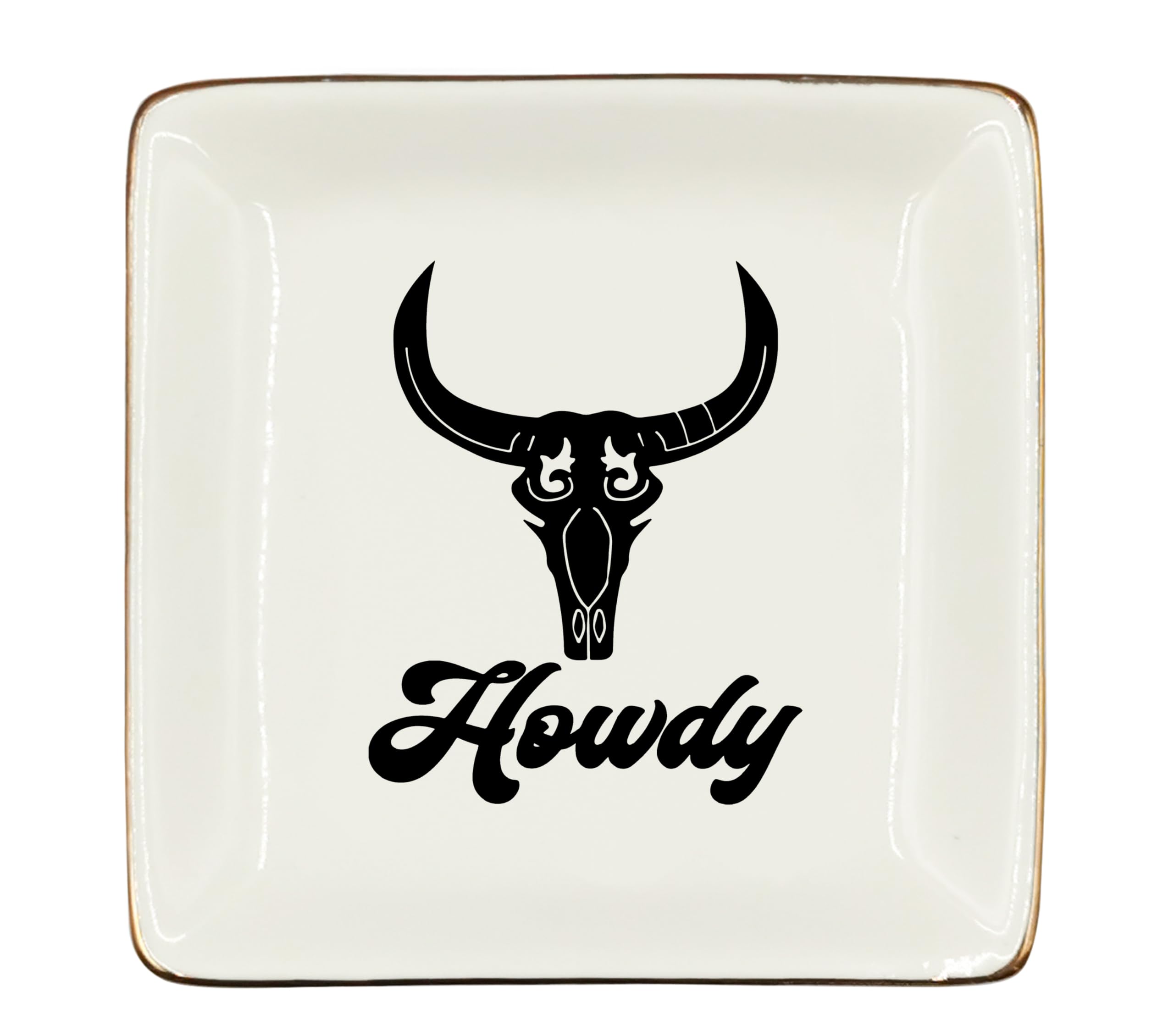Amazon.com: WODMIS Jewelry Tray, Ceramic, Black Howdy, 4x4x1 inches ...