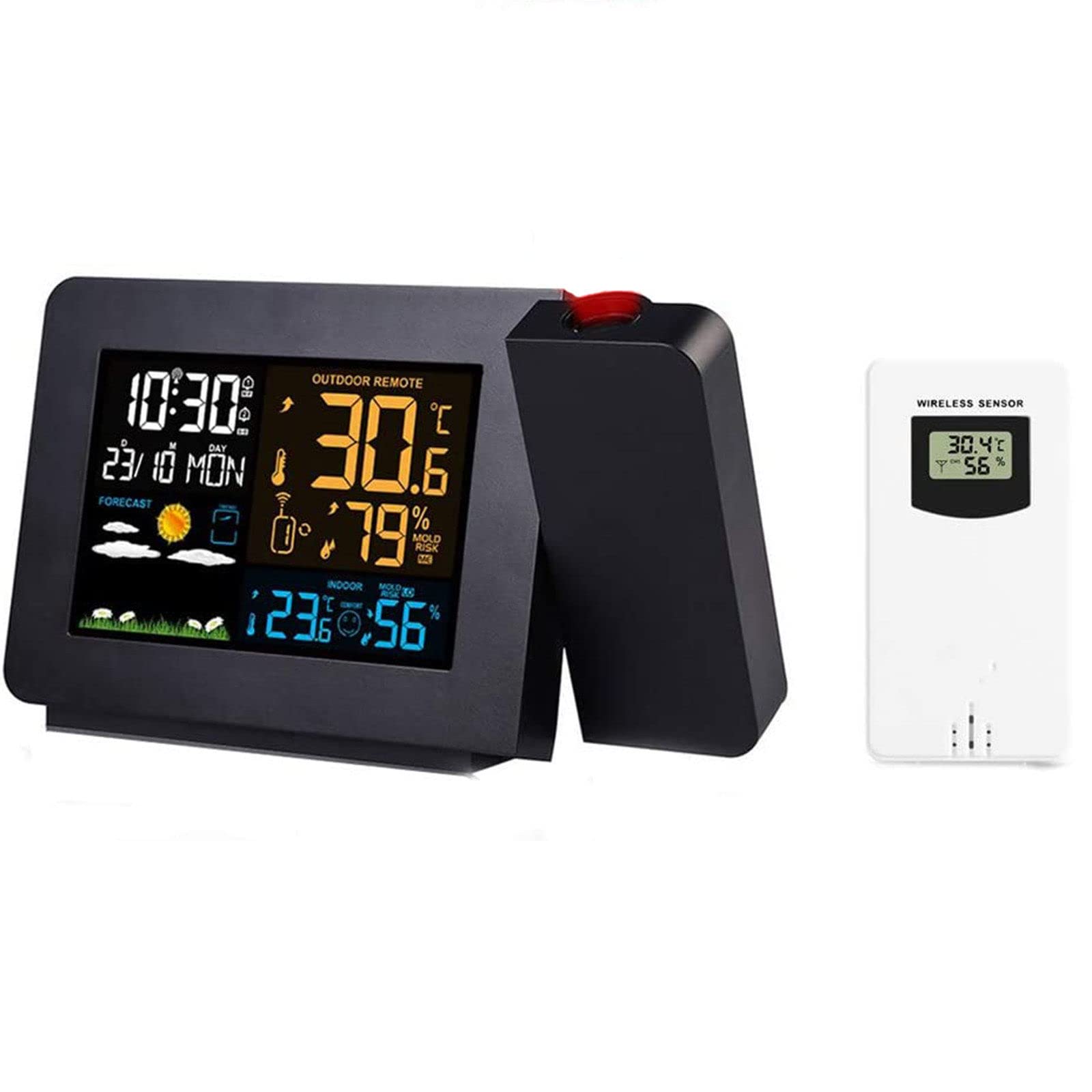 Indoor Outdoor Projection Weather Clock Htovila FJ3538 New Electronic