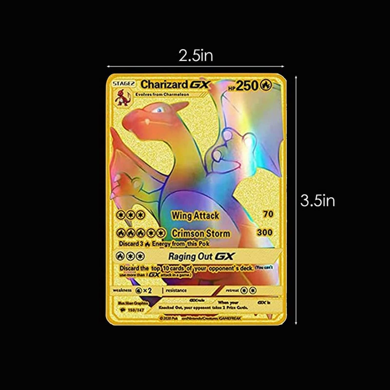 YAIY 5 Pack Charizard Pokemon Cards Metal Card Super Game Collection ...