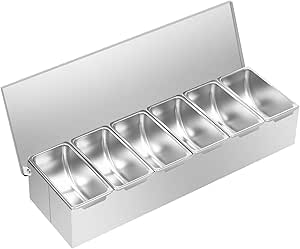 LcrwqK Topping Station Stainless Steel Seasoning Containers with Lid, 6 ...