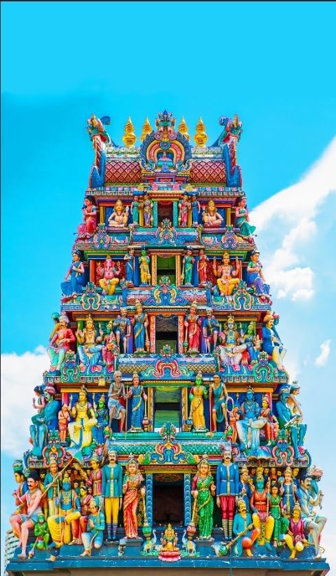 TENTINDIA Colourful Temple Design Backdrop Cloth for Pooja Decoration ...