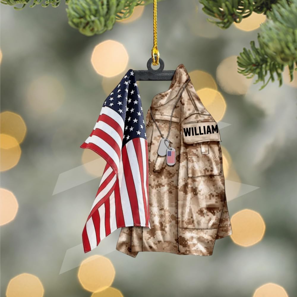 Amazon.com: Personalized Us Veteran Christmas Ornament Shaped Flat ...
