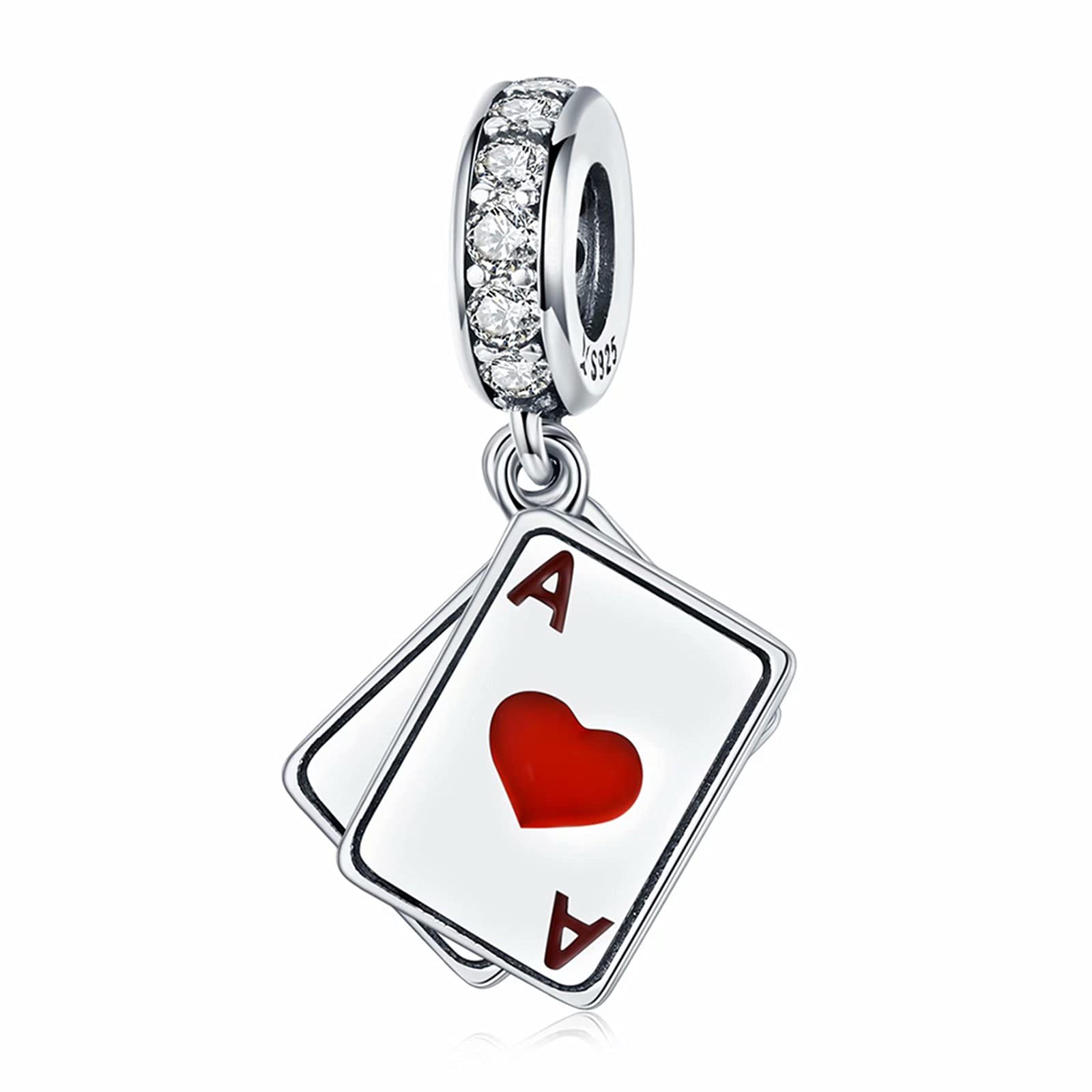 Amazon.com: Qings 925 Sterling Silver Playing Card Charms for Bracelets ...