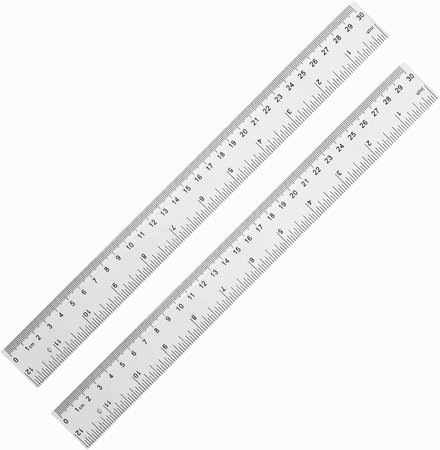 Amazon.com : 2 Pack Plastic Ruler Straight Ruler Plastic Measuring Tool ...