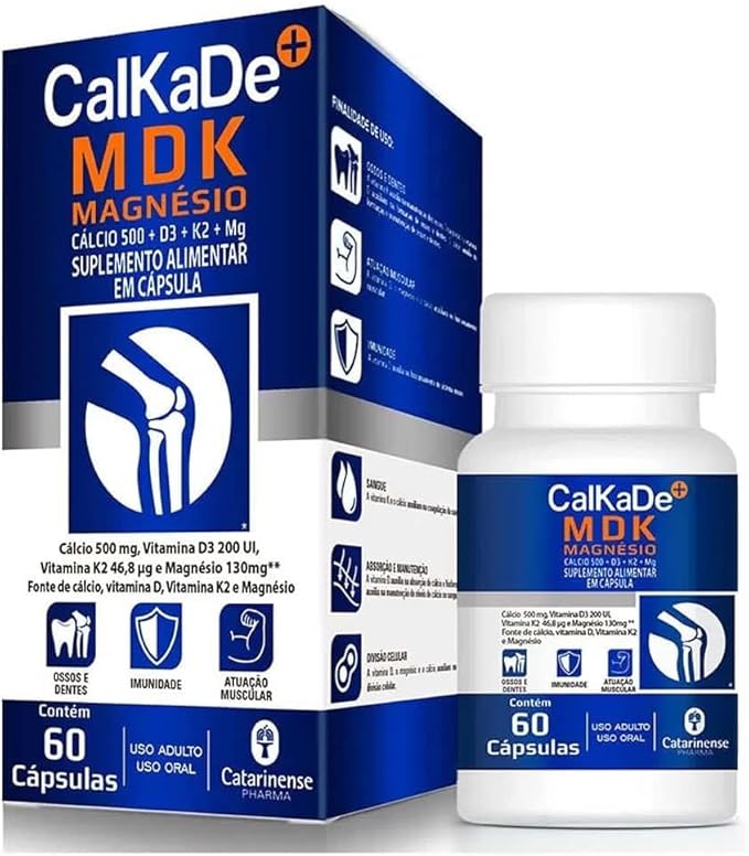 Calkade MDK Magnésio Cálcio Vitamina K2 Catarinense 60cps | Amazon.com.br