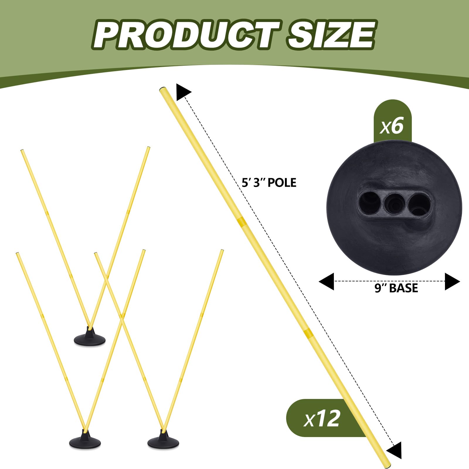Slalom Poles With Base Wenqik 12 Pcs Soccer Agility Poles Set With 6 ...