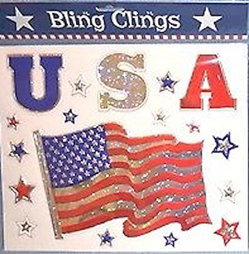 Bling Clings USA Flag Stars Patriotic American Window Decoration 10 x ...