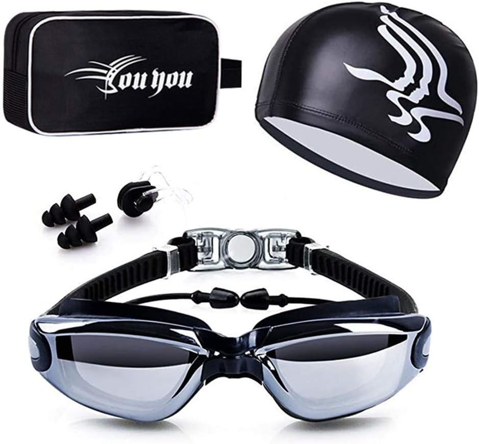 Swim Goggles Set Swim Cap Case Nose Clip Ear Plugs Clear Swimming ...