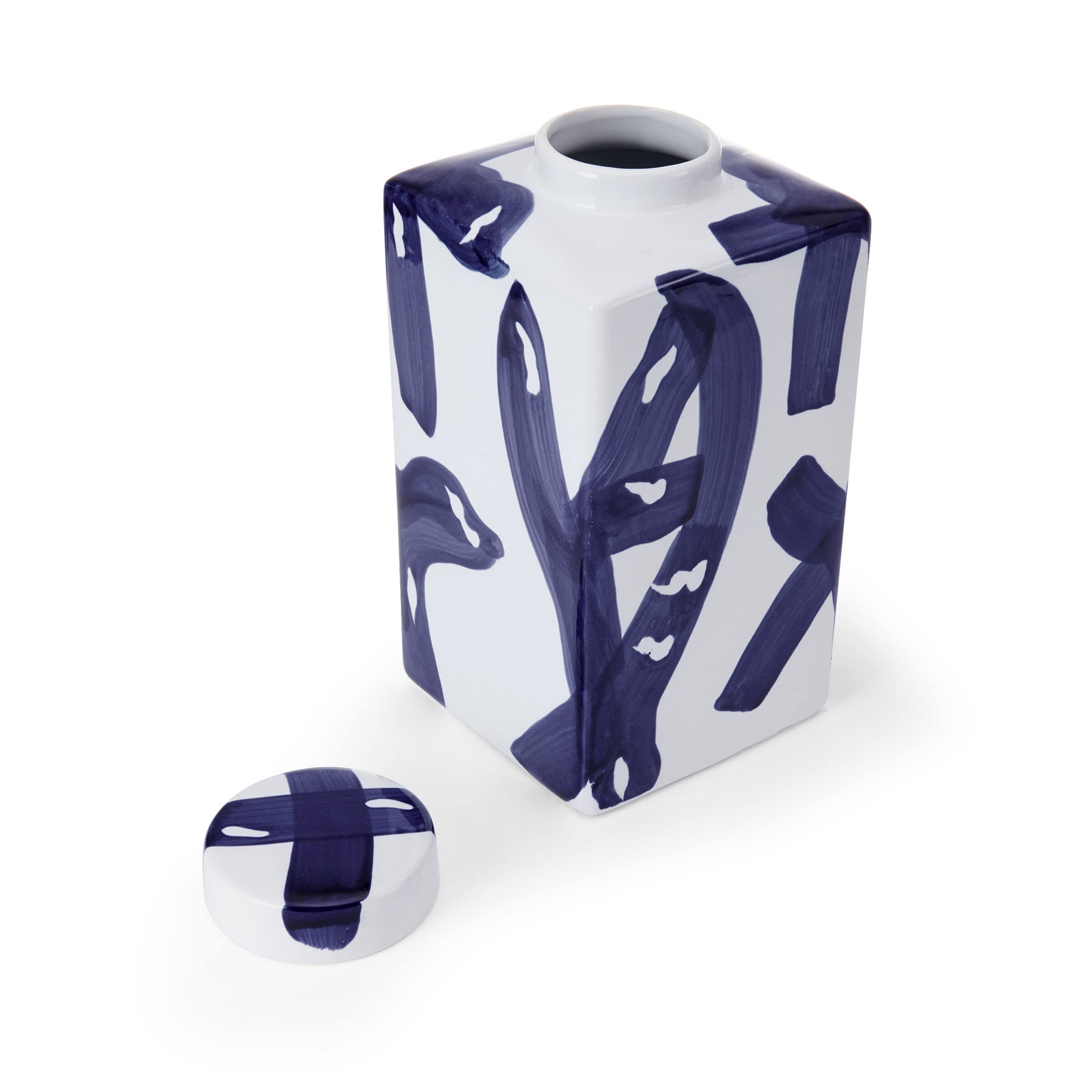 Amazon.com: Mikasa Blue and White Paint Stroke Square Ceramic Ginger ...